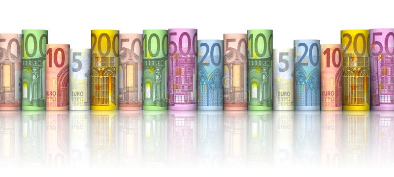 Row of Rolled Euro Banknotes Stock Image - Image of currency, euro ...