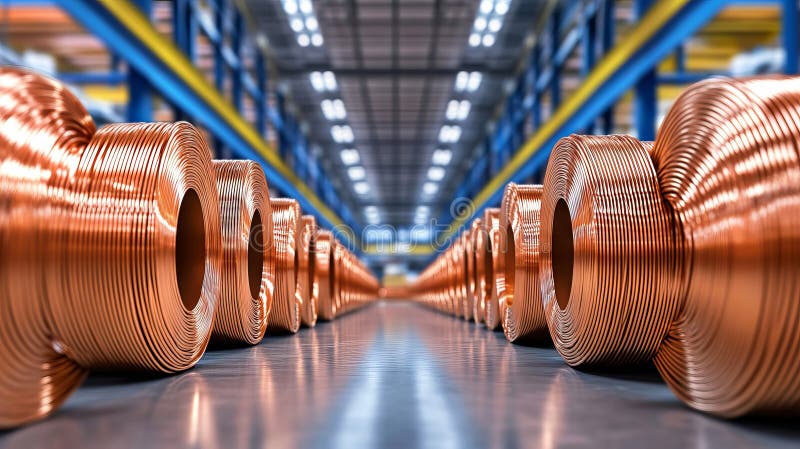 A Row of Rolls of Copper Wire in a Warehouse Stock Photo - Image of ...