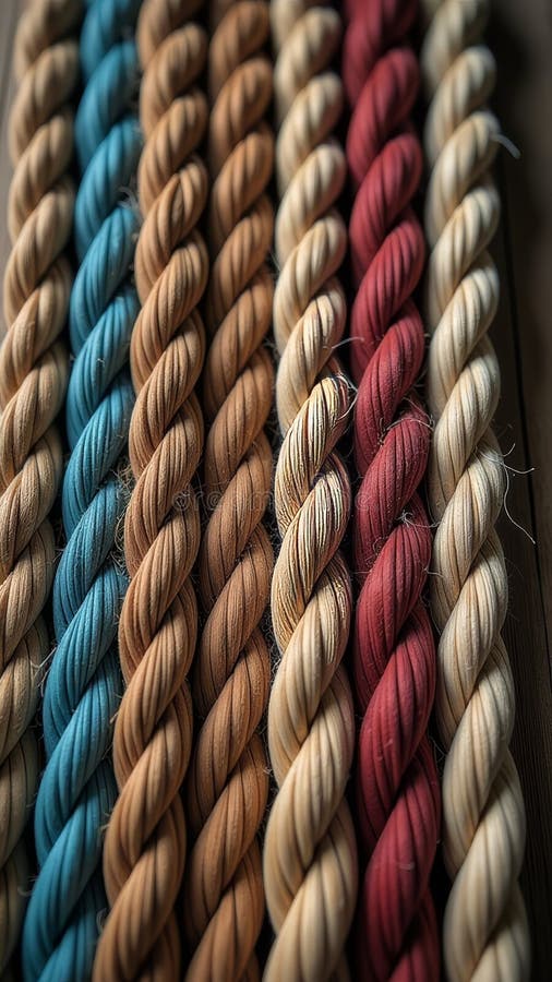 A Row of Ropes with Different Colors and Textures Stock Illustration ...