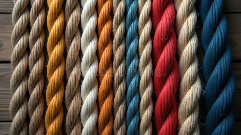 A Row of Ropes with Different Colors and Textures Stock Illustration ...