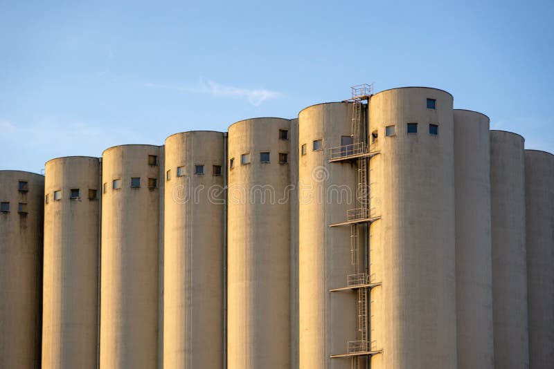 Silos on Background of Blue Sky Stock Photo - Image of agriculture ...