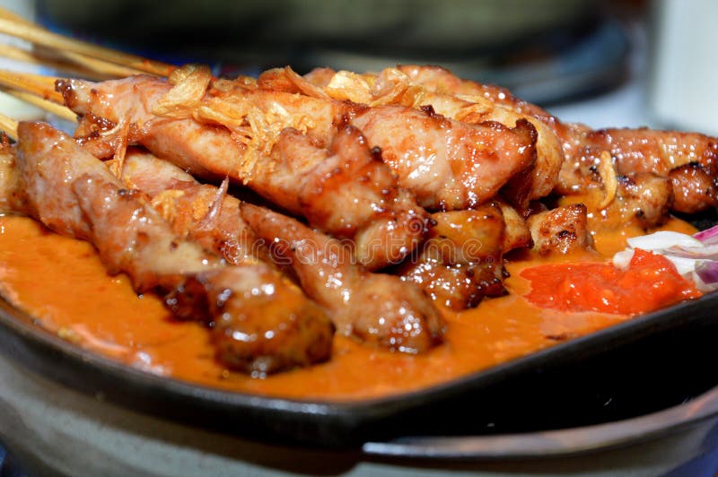 Satay stock image. Image of ketupat, grilled, indonesian - 176899397