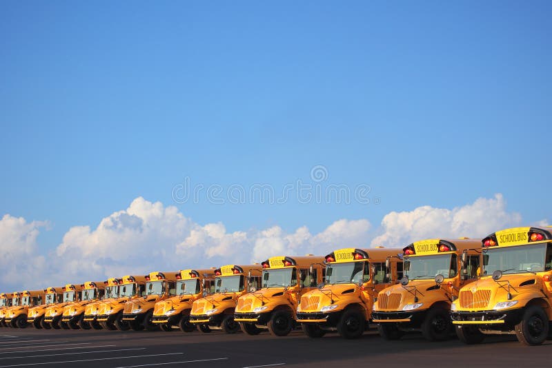 Row of School Buses stock photo. Image of background - 15952356