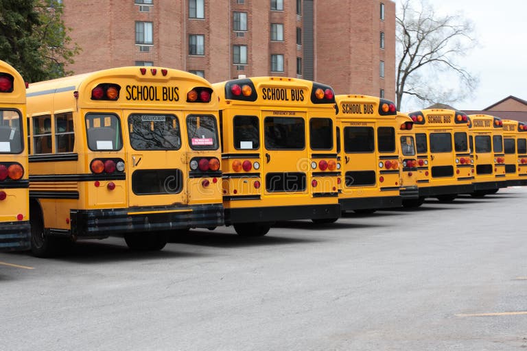 Row of school buses stock image. Image of parking, built - 20448467