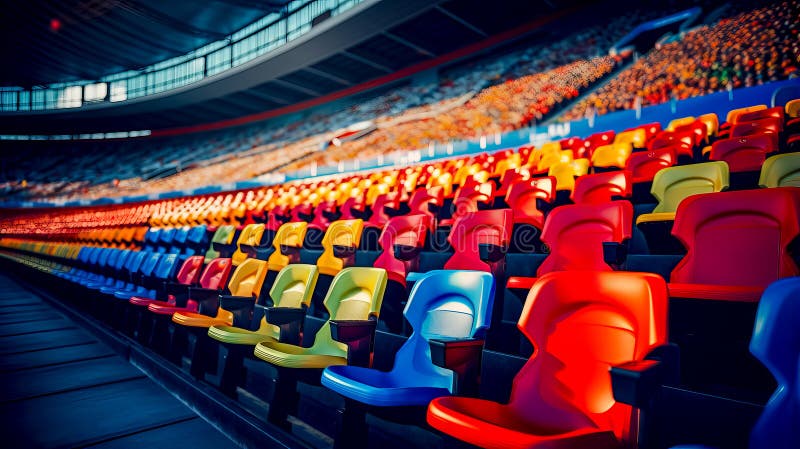 Row of Seats in Stadium with Rows of Seats in Front of Them. Generative ...