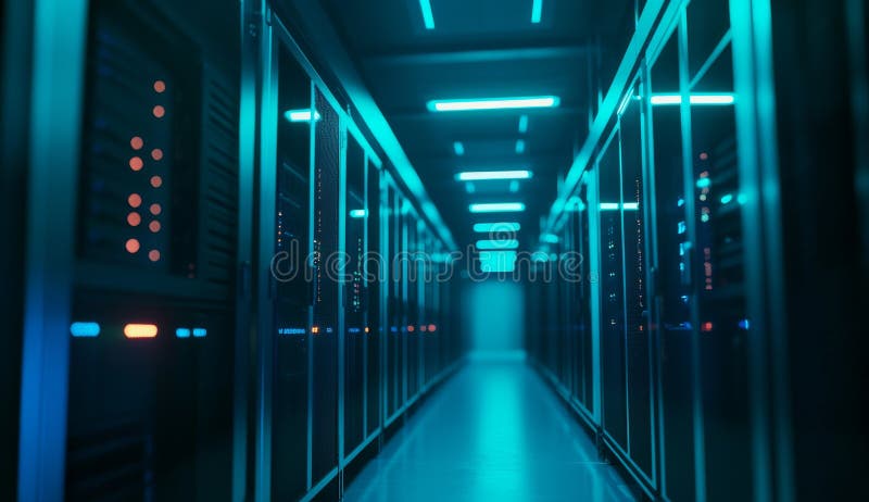 A Row of Server Cabinets in the Data Center. Generative AI. Stock ...