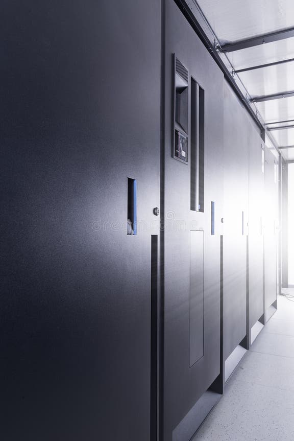 Row of Server Cabinets Inside Data Center Stock Image - Image of ...