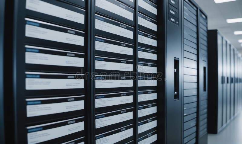 A Row of Server Racks in a Data Center, Showcasing the Powerful ...