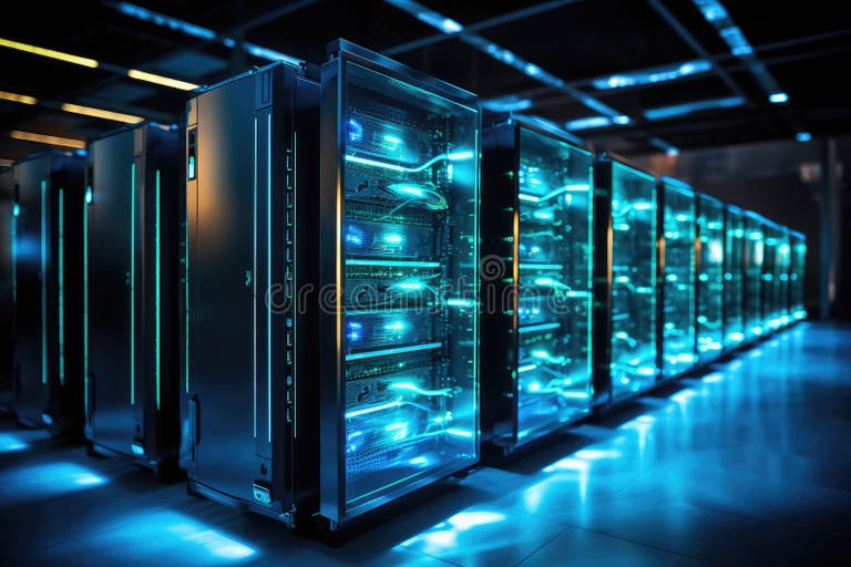 A Row of Servers in a Data Center, Efficiently Storing and Processing Data To Support High ...