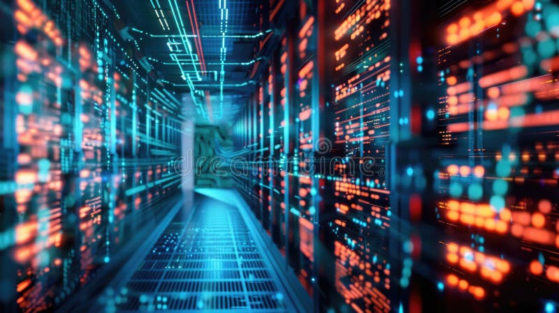 Row upon Row of Servers in a Data Center Facility Stock Image - Image ...