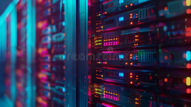 Row of Servers in Data Center Stock Image - Image of system, technology ...