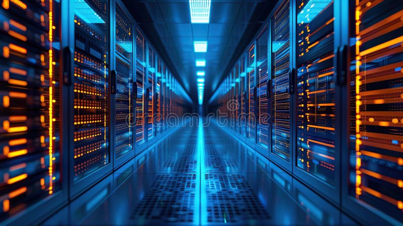 Server Room Interior stock illustration. Illustration of internet ...