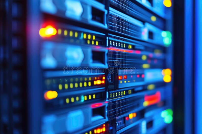A Row of Servers in a Data Center Server Room Stock Image - Image of ...