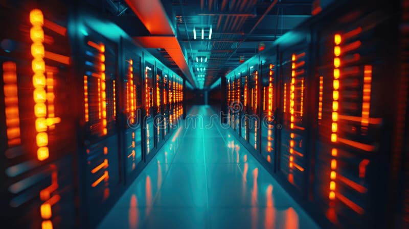 A Row of Servers in a Data Center. Suitable for Technology Concepts ...