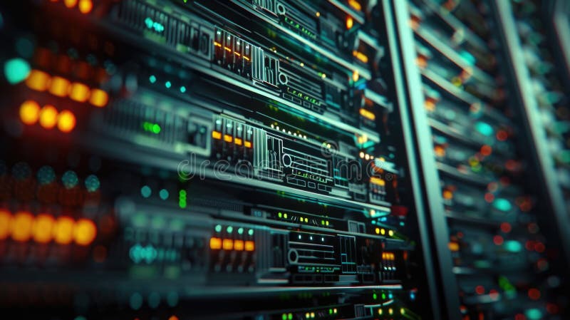 A Row of Servers in a Modern Data Center Environment Stock Image ...