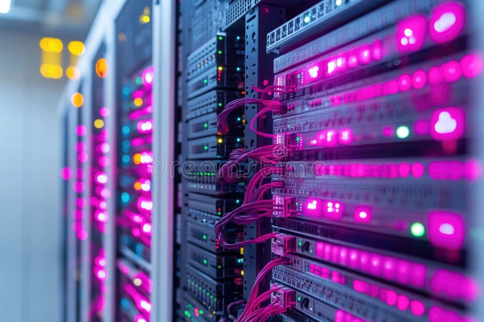 Row of Servers in a Server Room, Modern Data Storage Setup Stock Image ...