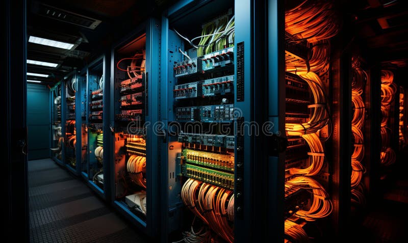 Row of Servers in a Server Room Stock Image - Image of communication ...