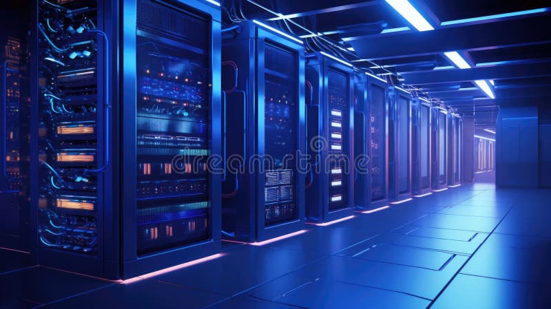 A Row of Servers in a Server Room. Perfect for Technology and Data ...