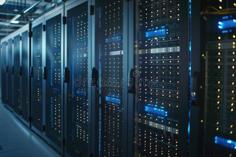 Row Servers Server Room Suitable Technology Data Center Concepts Stock ...