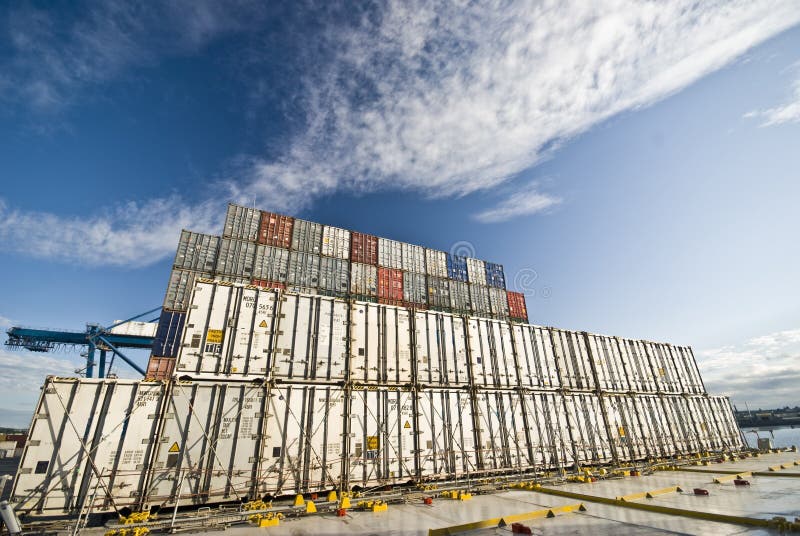 Row of Shipping Cargo Containers Stock Image - Image of freighter ...