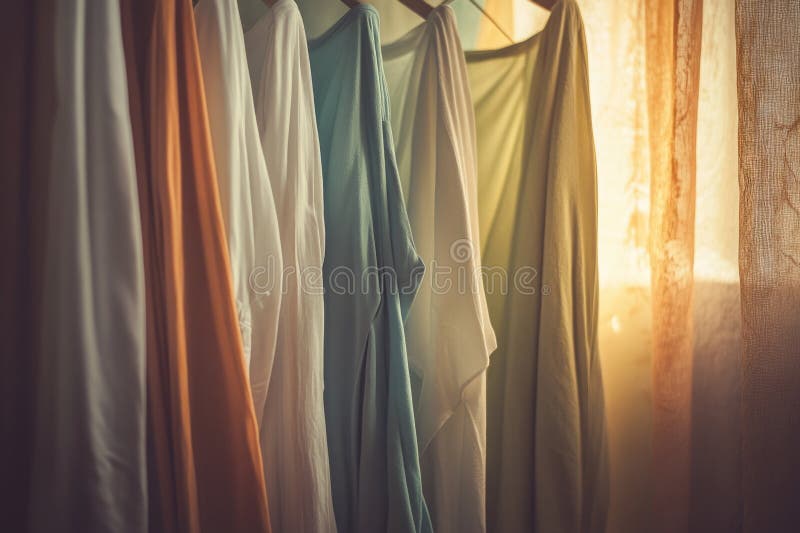 A Row of Shirts on a Clothes Rack, Waiting To Be Worn or Cleaned Stock ...