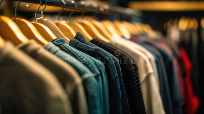 Array of Shirts on Rack stock photo. Image of generated - 308981242