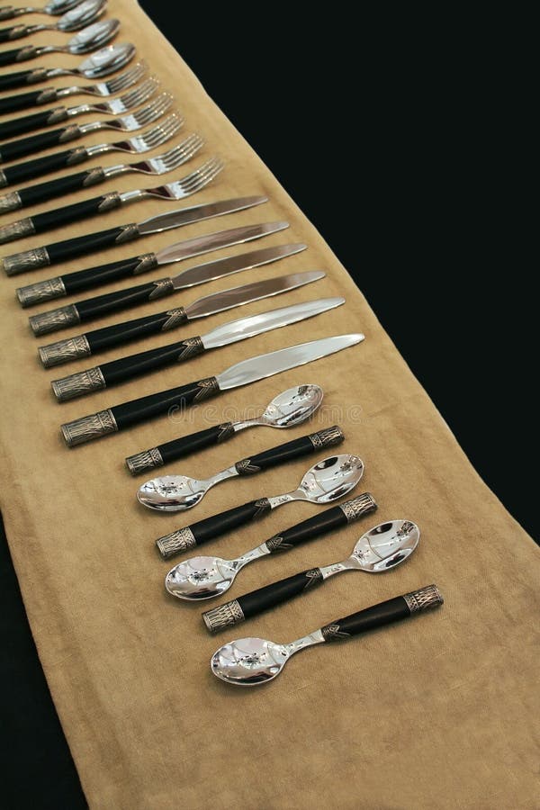 Row of silverware stock photo. Image of elegant, clean - 3292158