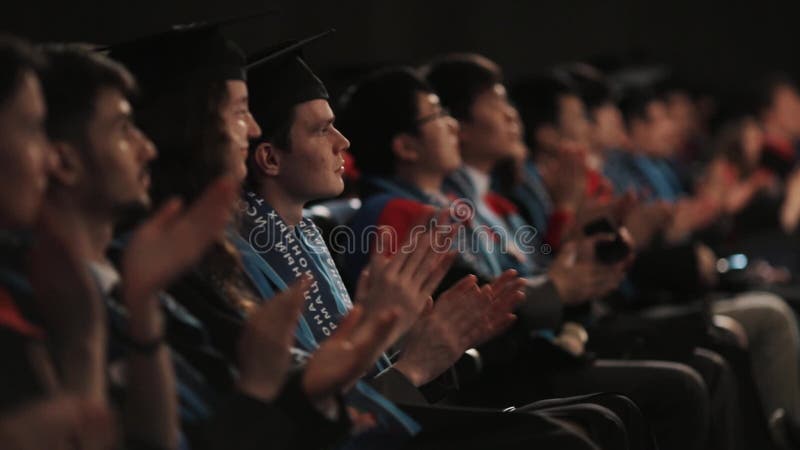 Row of Sitting in Assembly Hall Multicultural Graduating Students Stock ...