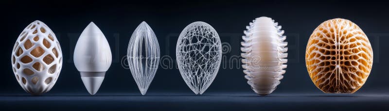 A Row of Six Abstract, Biomorphic, Egg-shaped Objects Stock ...
