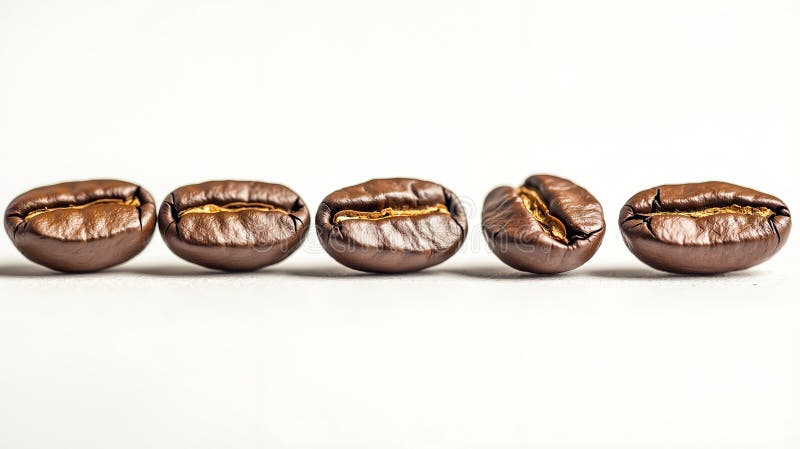 A Row of Coffee Beans on a White Surface Stock Image - Image of flavor ...