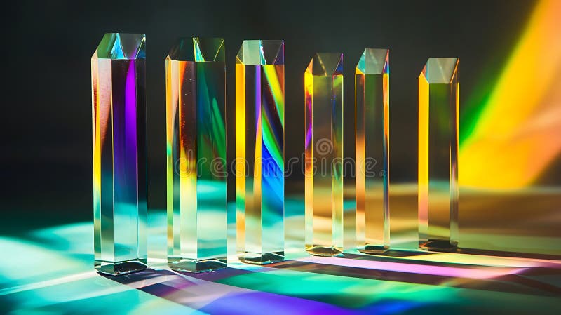 A Row of Six Glass Cubes with Different Colors Stock Image - Image of ...