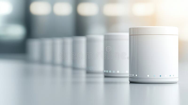 Sleek White Containers in a Modern Minimalist Environment for Packaging ...