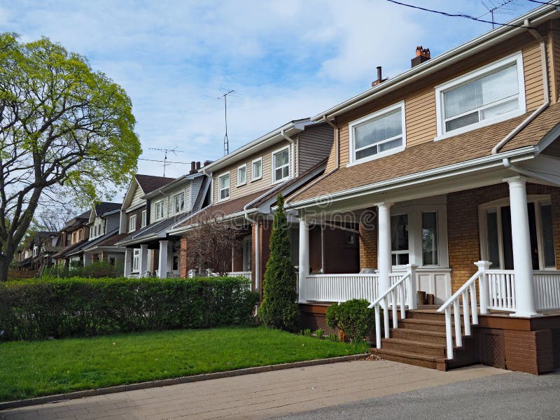Row of Small Detached Houses Stock Image - Image of tree, shutter ...
