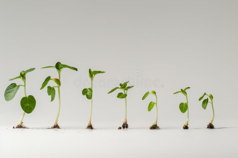 A Row of Small Green Plants with Their Roots Showing Stock Photo ...
