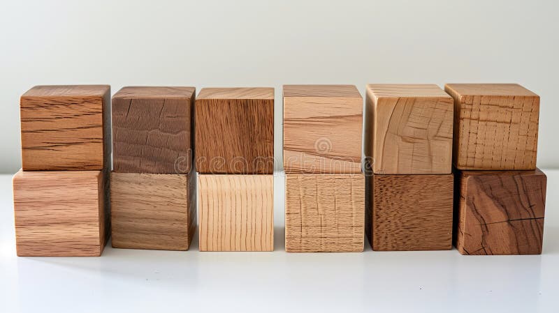 Row of Small Wooden Blocks for Convenient Text Placement on a Solid ...