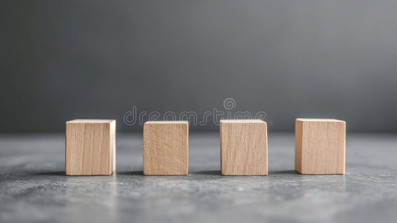 Row of Small Wooden Blocks with Empty Spaces for Text Placement on a ...