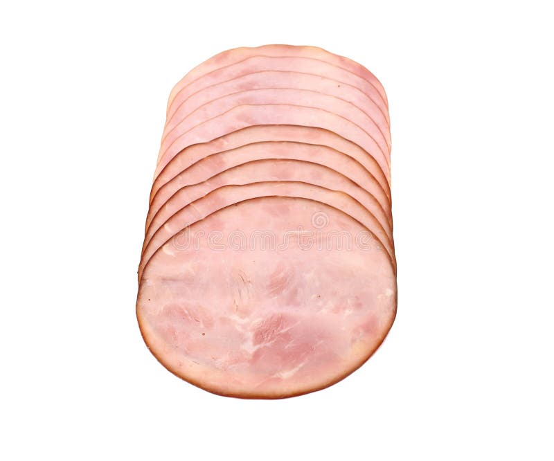 Row of Smoked Ham Slices with Round Shape Stock Image - Image of slices ...