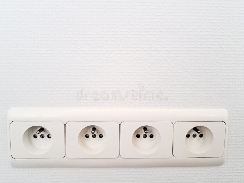 Row of Sockets on White Wall with Copy Space Stock Image - Image of ...