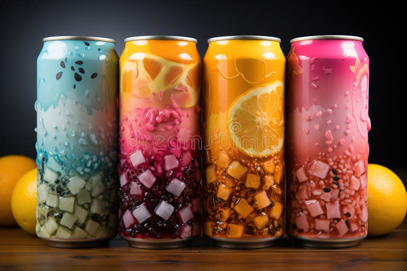 Row of Soda Cans. Carbonated Drinks Stock Illustration - Illustration ...