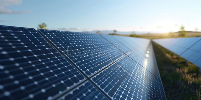 A Row of Solar Panels in a Field. Suitable for Renewable Energy ...