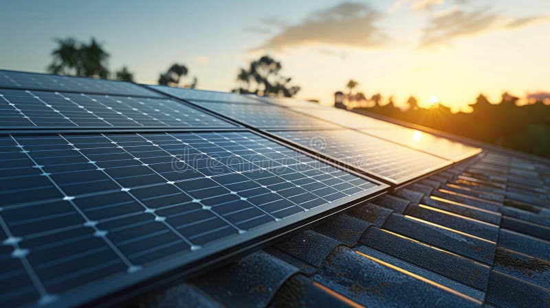 A Row of Solar Panels Installed on a Rooftop, Harnessing Solar Energy ...