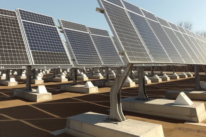 A Row of Solar Panels are Lined Up in a Field Stock Illustration ...
