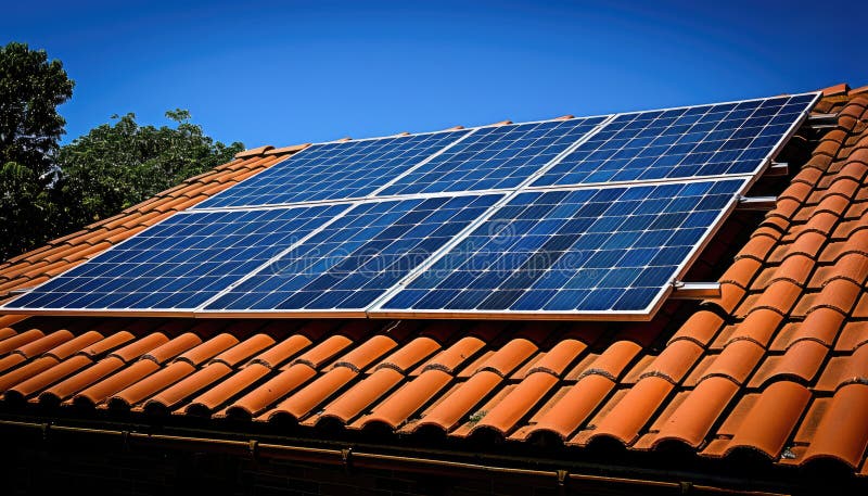 A Row of Solar Panels are on a Rack by AI Generated Image Stock Photo ...