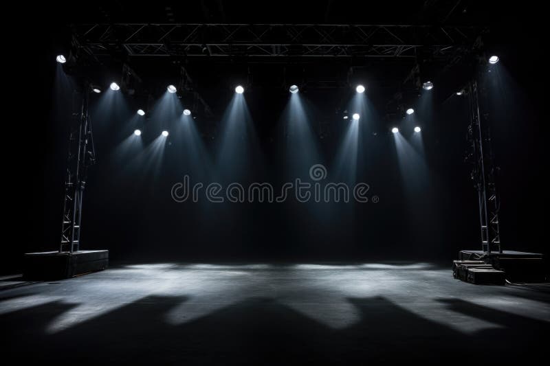 A Row of Spotlight Lit Over a Dark Stage Stock Image - Image of stage ...