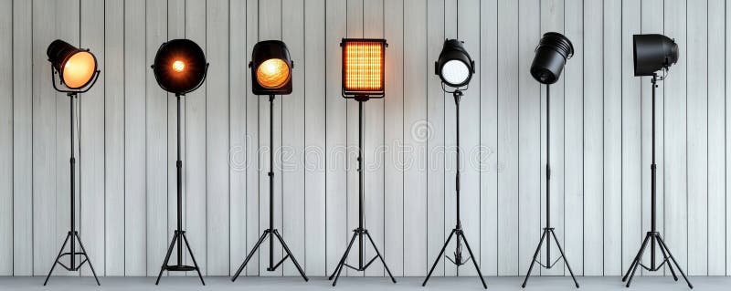 A Row of Spotlights on a White Wall in a Room Stock Photo - Image of ...