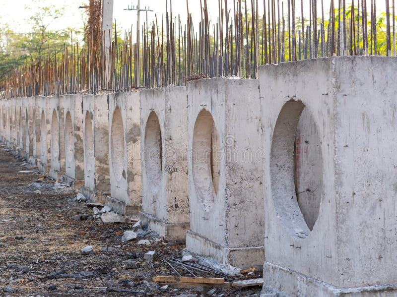 A Row of Rectangular Concrete Blocks To Place a Plumbing Pipe Stock ...