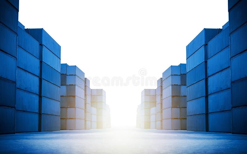 Row of Stacked Containers Cargo Shipping. Handling of Logistics ...
