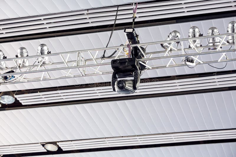 Row of stage lights stock image. Image of arena, bright - 68512171