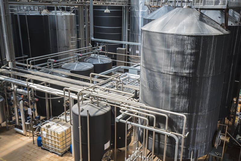 Row of Stainless Tanks in Microbrewery Stock Image - Image of alcohol ...
