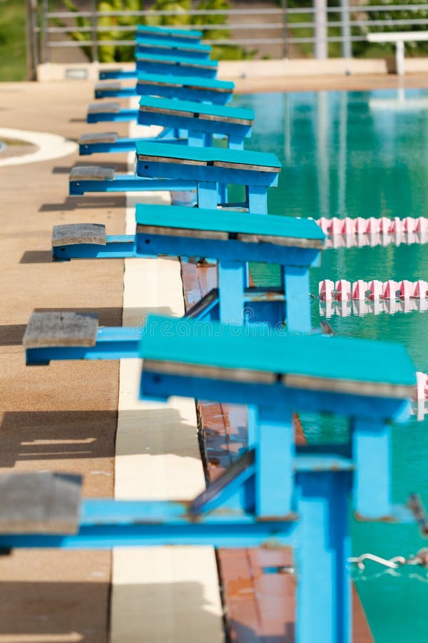 Row of Stand at Swimming Pool Stock Image - Image of finish, stand ...